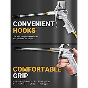 Heavy Duty Air Blow Gun Air Nozzle Blow Gun, Air Blower for Compressor with Bigger Pipe & Extended Nozzle, Pneumatic Air Compressor Accessories Tool for Car Detailing/Industrial Household Cleaning