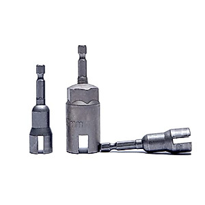 PANOVOS 3pcs Power Wing nut Driver Set,Slotted Wing Nuts Drill Bit Sleeve Socket Wrench Tool Set, 1/4" Hex Shank for Panel Nuts,Screws Eye C Hook & Q-Hanger(19mm,12mm)