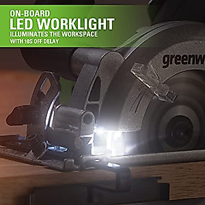 Greenworks 24V Brushless 4-1/2" Compact Circular Saw (6,500 RPM), 2.0Ah Battery and Compact Charger Included