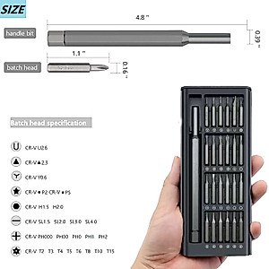 24 in 1 Premium Precision Screwdriver Set, Small Screwdriver Set with Phillips Head & Flathead, Magnetic Mini Screwdrivers Kit for Fixing Electronics, PC and Eyeglass Repairing