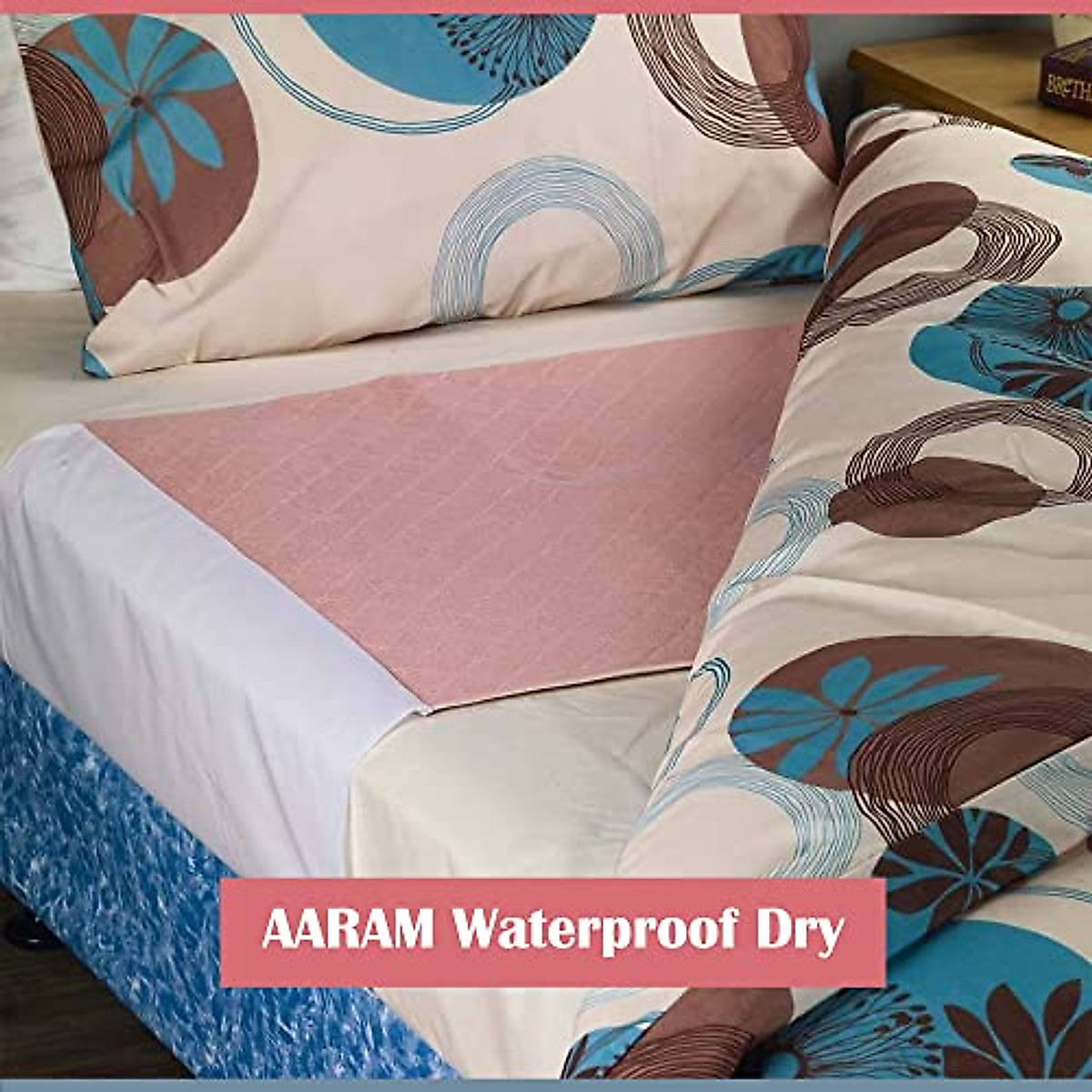AARAM Ultrasoft Waterproof Dry Rubber Bed Sheet Cover/Toddler/Adult Sleeping Mattress Protector/Urine Non-Absorbent Reusable Crib Mat (1 Meter) (36 x 39 Inches) (100 x 90 cm)