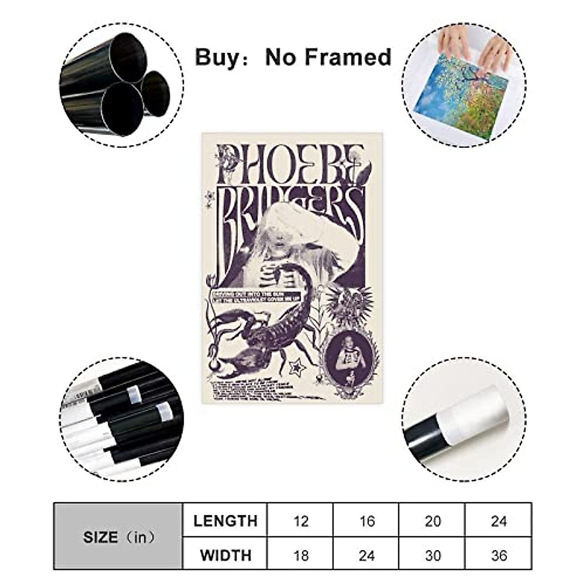 Falyan Phoebe Bridgers Tour Poster Canvas Poster Wall Art Decor Print Picture Paintings for Living Room Bedroom Decoration Unframe-style 12x18inch(30x45cm)