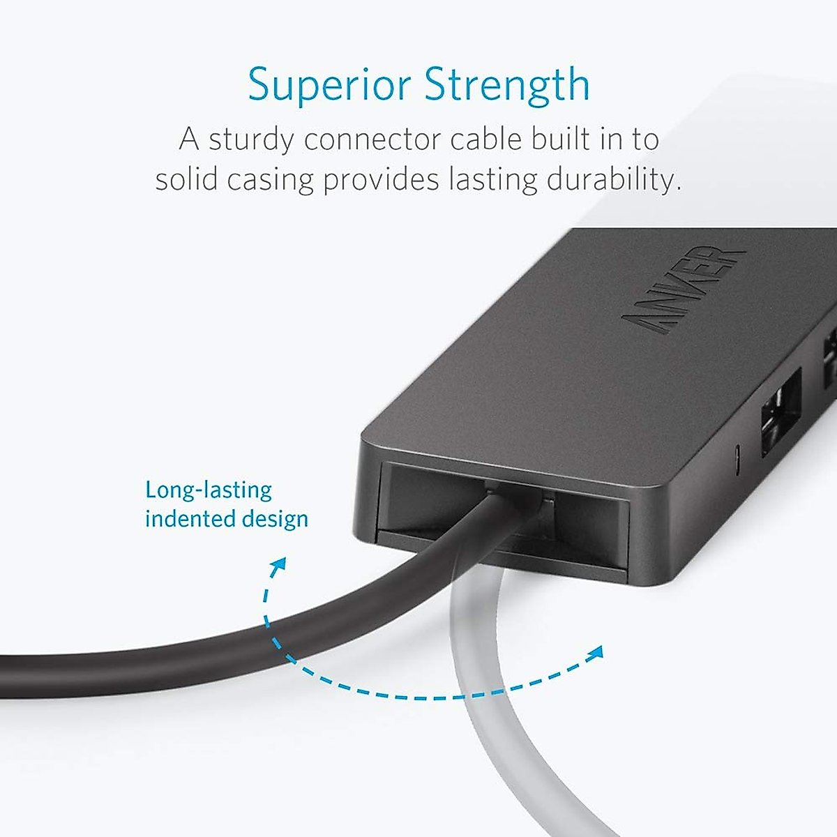 Anker 4-Port USB 3.0 Hub with 5Gbps Data Transfer, Ultra-Slim Data USB Hub [Charging Not Supported], for MacBook, iMac, Surface, Mobile HDD, and More (USB-A,0.7 ft)