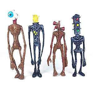 4pcs 9" Lignt Head Cake Topper SCP Foundation Centerpiece Toys Action Figure Blinker Light for Kids Children Birthday