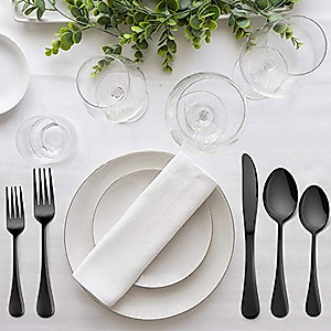 LIANYU 48-Piece Black Silverware Set with Steak Knives and Organizer, Stainless Steel Flatware Cutlery Set for 8, Tableware Eating Utensils Set for Wedding Home Party, Dishwasher Safe, Mirror Polished