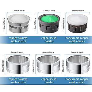 12 Pieces 2.2 GPM Sink Faucet Aerator, Kitchen Sink Aerator Replacement Parts, Bathroom Faucet Aerator, Faucet Adapter Kit with 15/16-Inch or 24 mm Male Thread for Kitchen Bathroom Sink Faucets