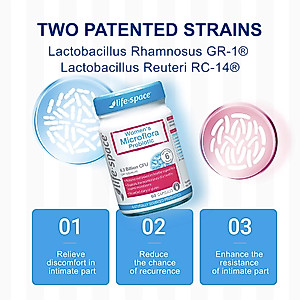 Life-Space Probiotic for Women, Support Healthy Vaginal Microflora & Comfort, BV & VVC Infection Treatment, Urinary Tract Health, Lactobacillus rhamnosus, 6.3 Billion CFU, Multi Strain - 60 Capsules