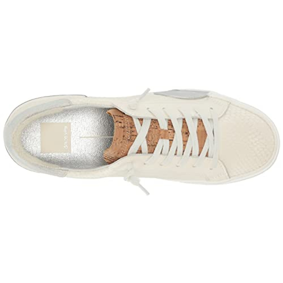 Dolce Vita Women's Zina Sneaker, White/Natural Embossed Leather, 8.5
