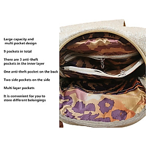 HUANGGUOSHU Backpack Purse for Women - Boho Style Small Convertible Sling Bag with Woven and Mushroom Design - Perfect Mini Backpack for Fashionable Hippie Ladies Cat