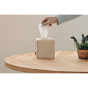 VETY[EmphaSeams] Bottom Touch Fastener-Tissue Box Cover, PU Leather 9.5"x5"x5" Rectangle-Bathroom Organizer,Accessories, Bathroom Vanity, Countertop, Night Stand, Office Desk, Modern Stylish - Mint