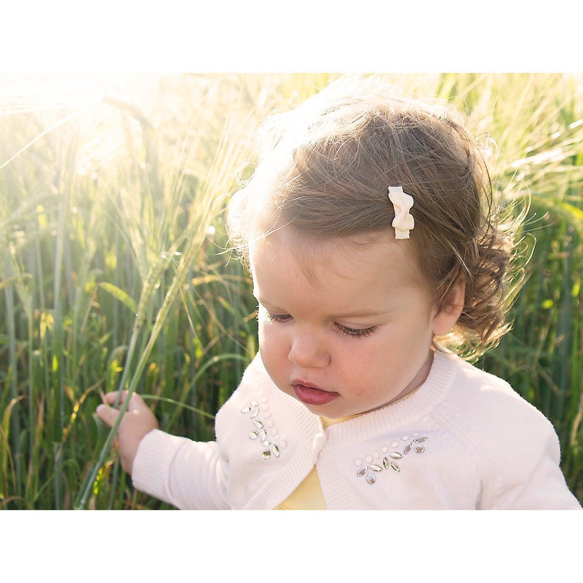 Baby Wisp 5 Tiny Grosgrain Tuxedo Hair Bows Baby Girls Toddler Clips - Little & Brave Gift Set