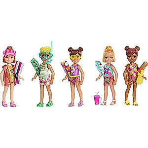Barbie Chelsea Color Reveal Doll: 6 Surprises, Marble Blue Look, Hair Color Change, Sand & Sun Series [Styles Vary]