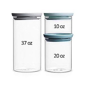 Brabantia Stackable Glass Food Storage Containers, Set of 3