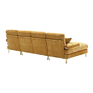 SULOPS Chenille Modern Large Accent Sofa Cloud Couch, 114" Wide U-Shaped 4-6 Seat Living Room Sofa Set, Indoor Modular Sectional Sofa Couches with 2 Chaise Lounges (Yellow-Wave)