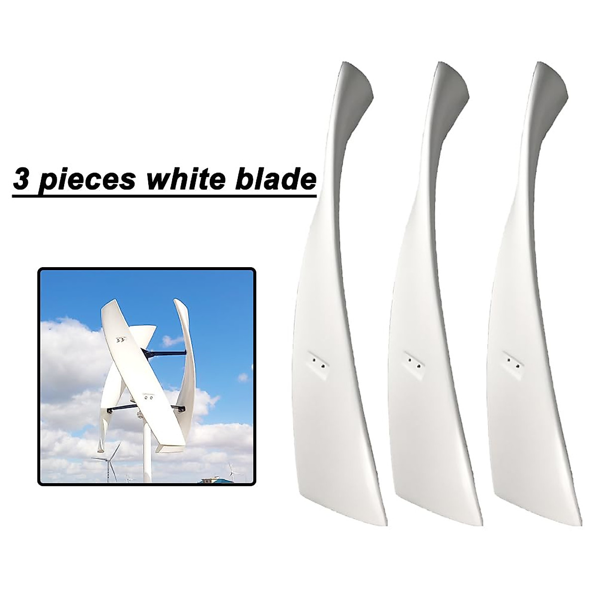 QINGDONGDZA Fiberglass Windmill Blade Vertical Axis Wind Turbine Generator Blades for DIY Wind Power Projects White/Red/Green,White,3 Pieces