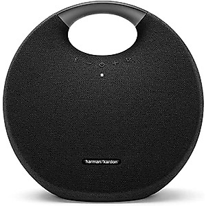 Harman Kardon Onyx Studio 6 Wireless Bluetooth Speaker - IPX7 Waterproof Extra Bass Sound System with Rechargeable Battery and Built-in Microphone - Black (Renewed)