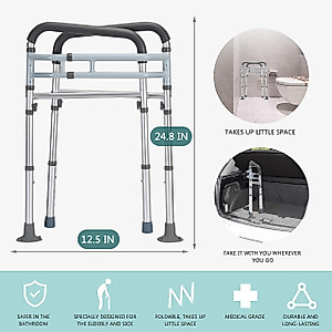 FSA/HSA Eligible Toilet Safety Rails, Adjustable Toilet Safety Frame for Elderly, Seniors, Handicap & Disabled, Toilet Frame with Handles, Foldable Handicap Toilet Rails Fit Any Toilets (300 LB)