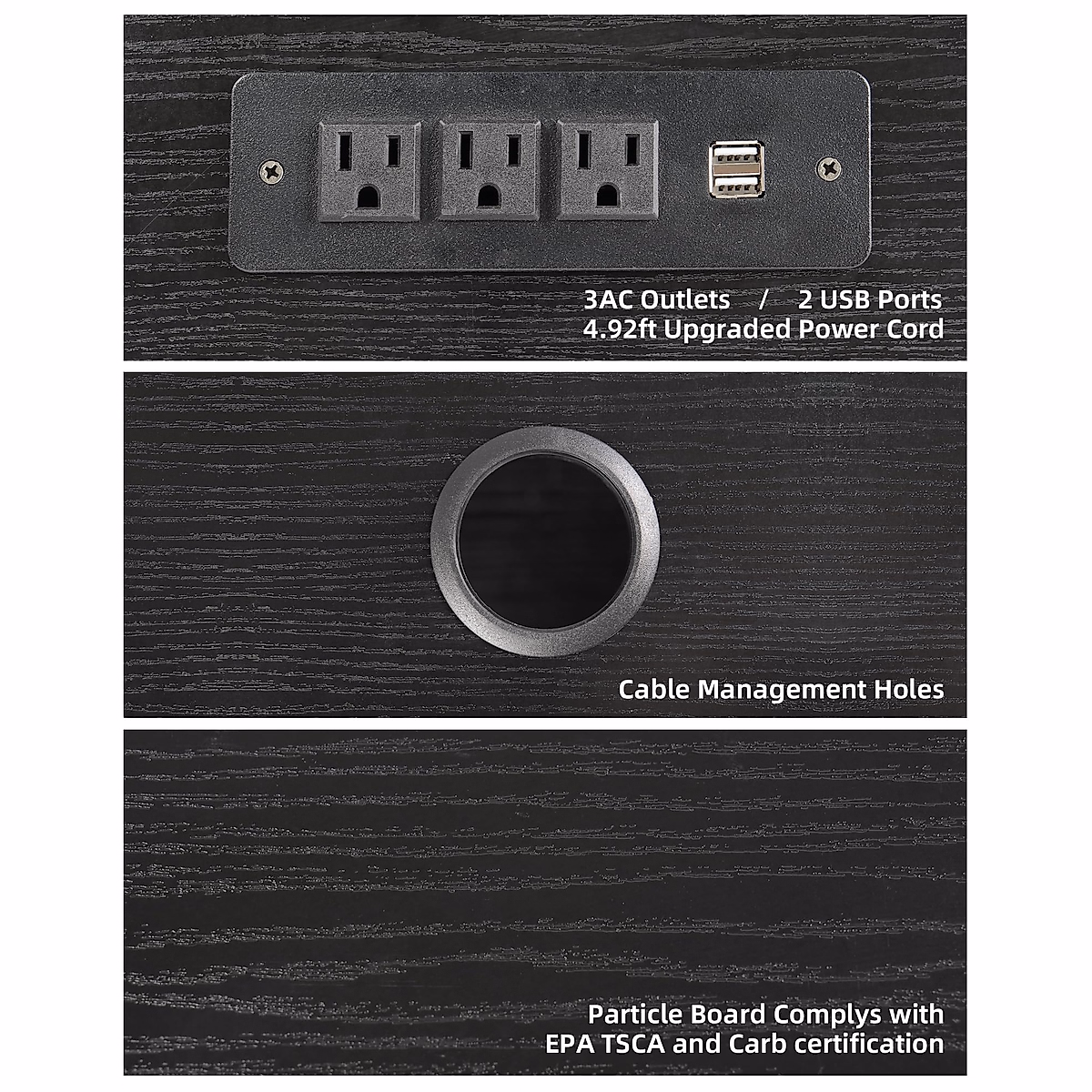 Vicodabo 55" Floating Wall TV Cabinet Stand with Power Outlet, Wall Mounted Wood Media Console, Modern Entertainment Center for Living Room,Bedroom (Black Color)