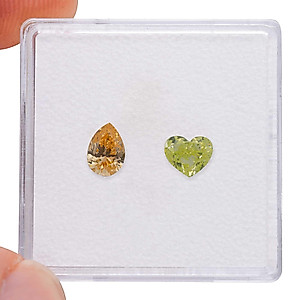 0.22 Tcw - 2 Natural Fancy Color Diamonds Orange Green Handmade Set Women For Her Lot Jewelry Box