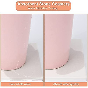 24 Pack Ceramic Tiles for Crafts Coasters with 2 Holder,White Unglazed Ceramic Tiles with Cork Backing Pads, Use with Alcohol Ink or Acrylic Pouring Make Your Own DIY Coasters (Square)