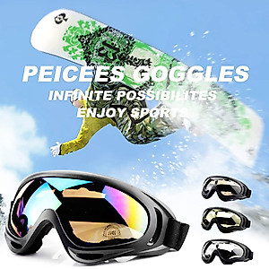 Peicees Pack of 5 Ski Goggles for Women Men Kids Snow Sports Motorcycle Snowboard Goggles