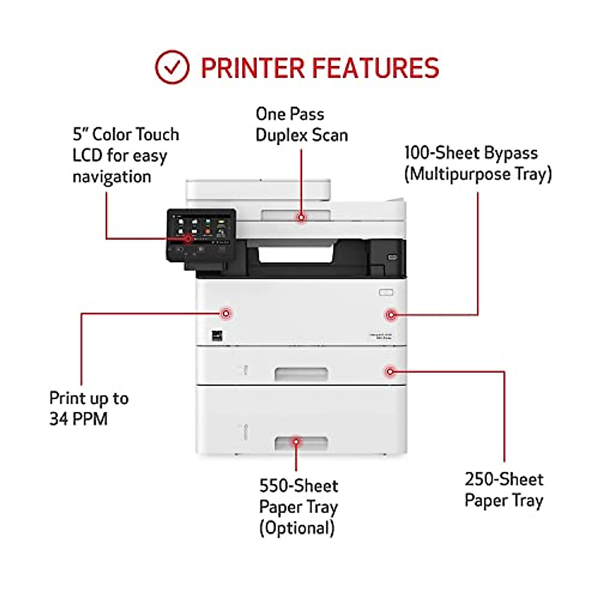 RT MF452dw Wireless Office Check Printer Bundle with 1 OEM Modified CRG 057 MICR Toner Cartridge for Printing Small Business and Personal Checks (2 Items)