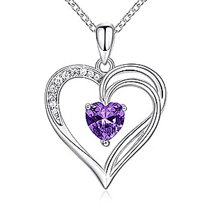 AM ANNIS MUNN 925 Sterling Silver Necklaces for Women Birthstone Heart Necklace Womens Jewelry Gifts for Her Women
