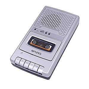 Riptunes Portable Cassette Recorder Player, Tape to USB Audio Music Digital Converter, Retro Classroom Shoebox Cassette Player and Recorder USB Player, Cassette-MP3 Converter with Built-in Microphone