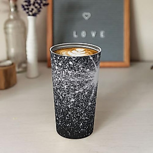 Insulated Coffee Mug Shiny Silver Glitter 17oz Double Wall Vacuum Stainless Steel Tumbler With Leak-Proof Lid And Handle, Cute Travel Thermos Mug For Cold Hot Drinks