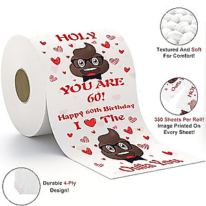 WowBefun 60th Birthday Toilet Paper, 60th Birthday Gifts for Him & Her, 60th Birthday Decorations for Her & Him, 60th Birthday Decorations or Gifts for Women & Men, 60th Birthday Party Favors