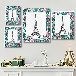 Gublec 4x6 Frame for Wall Decor Palm Leaves Red Wood Photo Frame with High-Clarity Plexiglas Picture Frames for Farmhouse Living Room Office Desk