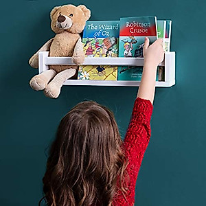Wallniture Madrid Floating Shelves Wall Bookshelves, Wood White Bookshelf for Kids Books, Picture Frames, Nursery Wall Decor Set of 3