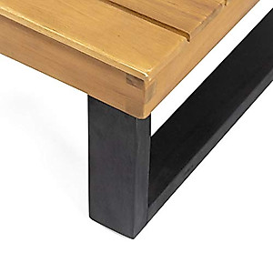 Christopher Knight Home Jerome Outdoor Acacia Wood 5 Seater Sofa Sectional, Teak and Beige