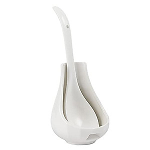 Cabilock 3 Sets Spoon Holder Set Cooking Utensil Holder Soup Spoon Gravy Ladle Soup Spoon Rest Spoon Stand Hot Pot Ladle Braces Kit Kitchen Utensils Delicate White Ceramics Tableware