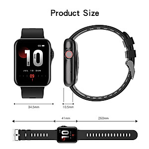 PADY-Wearable Technology D06 Smart Watch Smart Bracelet Fitness Tracker 1.6 inch IPS HD Full Touch Display Bluetooth Call Smartwatches Watch Split Screen Calling Waterproof for Women Men (Black) D6