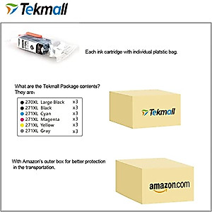 TekMall Compatible Ink Cartridges Replacement for PGI-270XL CLI-271XL Work with PIXMA TS9020 MG7720 TS8020 Printers 18Packs (3 Sets with Gray)