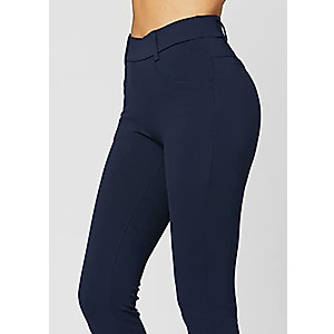 Premium Women's Stretch Dress Pants - Wear to Work - Ponte Treggings - Bootcut - Navy Blue - DP-Boot-Full-Navy-L