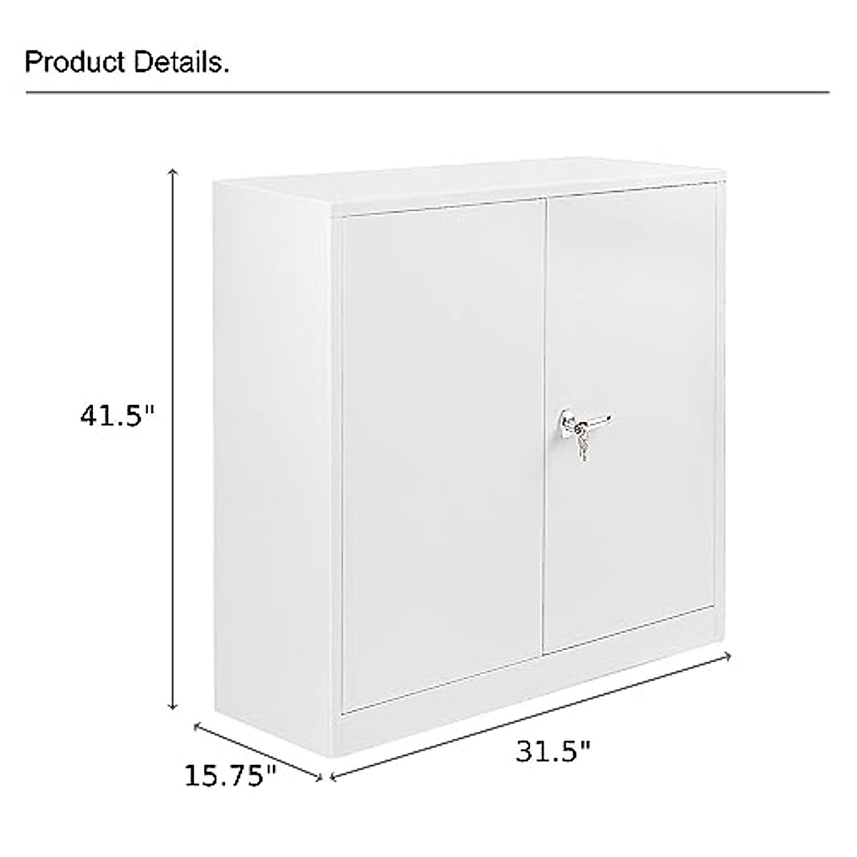 Superday White Metal Cabinet, 42"×36"×18" Locking Storage Cabinet with 2 Doors and 2 Shelves, Small Lockable Metal Steel Utility Cabinet for Office File Bathroom Medicine Pantry