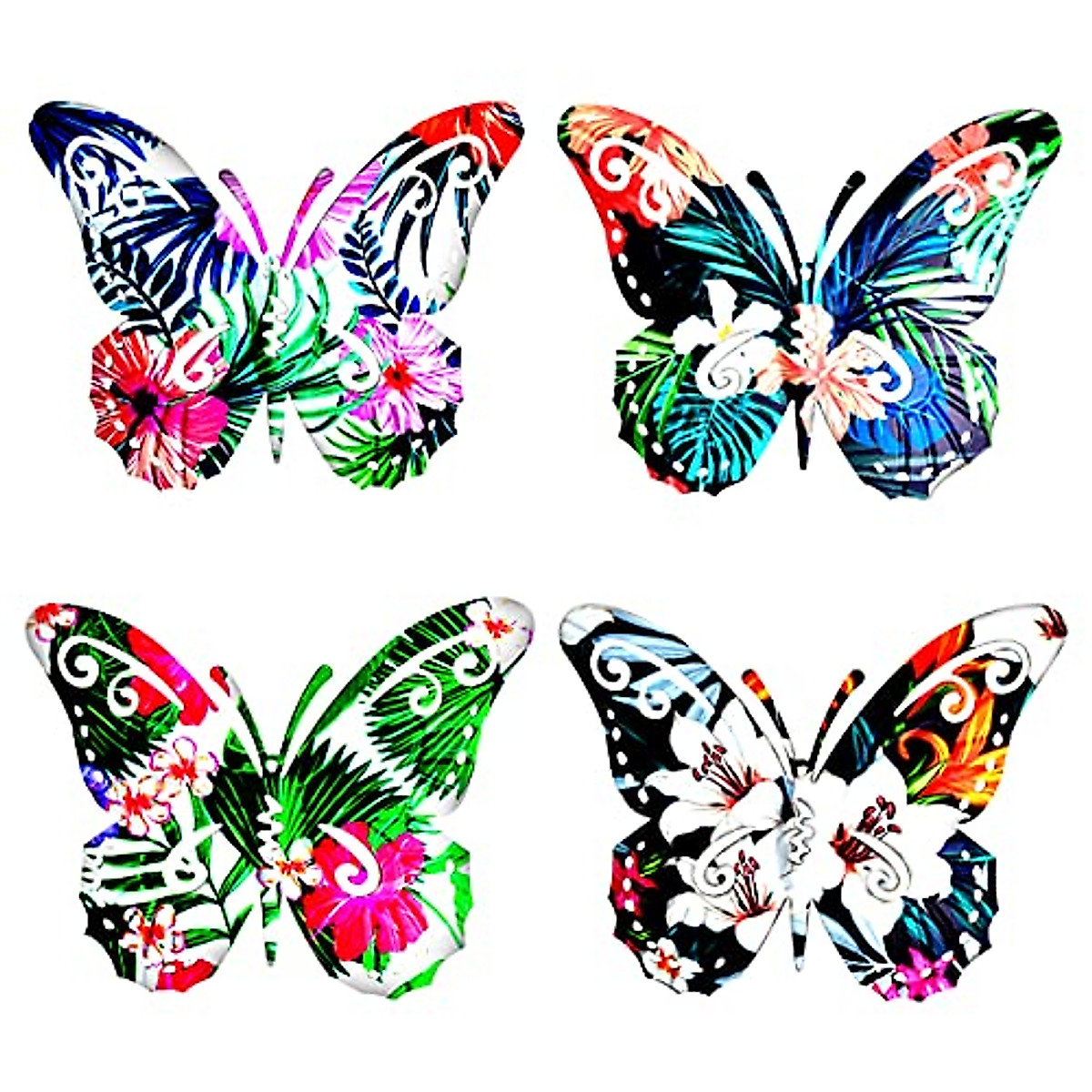 Ygreenparty 4 Pieces Metal Butterfly Wall Art Decor Colorful Butterfly Hanging Wall Sculpture Garden Wall Decor for Bedroom Living Room Office Indoor Outdoor Boho Decor