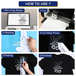 CAREGY 12" x 70FT White Heat Transfer Vinyl for T-Shirts HTV Rolls Iron on Vinyl Easy to Cut Weed Transfer