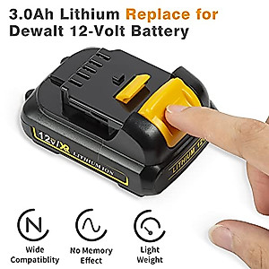APTOOLER 4 Pack 3.0Ah 12V Max DCB120 Battery Compatible with Dewalt 12V Lithium Battery DCB123 DCB127 DCB122 DCB124 DCB121 Replace for Dewalt 12 Volt Power Tools Batteries with Battery Holder
