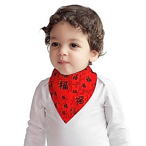 Augenstern Cotton Baby Bibs Chinese New Year Good Fortune Baby Bandana Drool Bibs Teething Food Bib