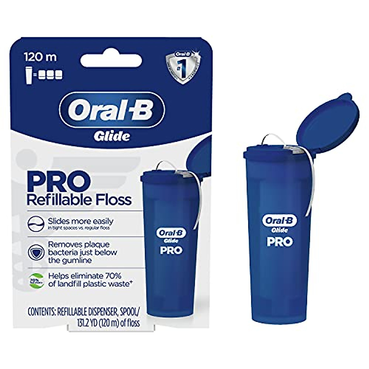 Oral-B Glide PRO Refillable Dental Floss Starter Kit, 120m