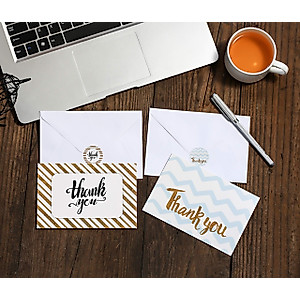 East Pearl Thank You Cards Set of 48 with Envelopes and Stickers