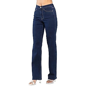Judy Blue Women's High Waist Vintage Straight Jeans (9, Dark)