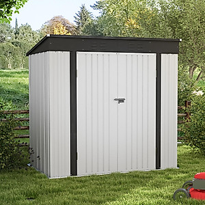 Patiowell 6x4 FT Outdoor Storage Shed, Water-Resistance Metal Outdoor Sheds with Vents & Lock, Garden Shed of Galvanized Steel for Lawn, Patio, Backyard Garden Tools, Bikes, White