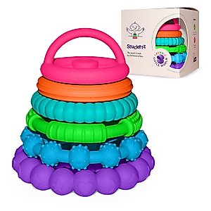 Silicone Stacking Rings Baby Toy | Soft Silicone Baby Stacking Teething Toys | Interactive and Fun Stacking Rings | Teeth Soothing Developmental Stacking Ring Toys for Babies Boy, Girl, Multicolor