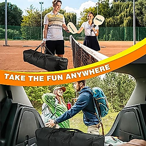 Fostoy Pickleball Net Set with Wheels, 22 FT Regulation Size, 4 Paddles & 6 Pickleballs, Carrying Bag, Steady Metal Frame and 18-ply PE Net for All Weather Conditions Outdoor Indoor (Green)