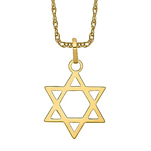 14K Yellow Gold Star of David Jewish Magen Necklace Judaica Religious Pendant Israel Charm Only
