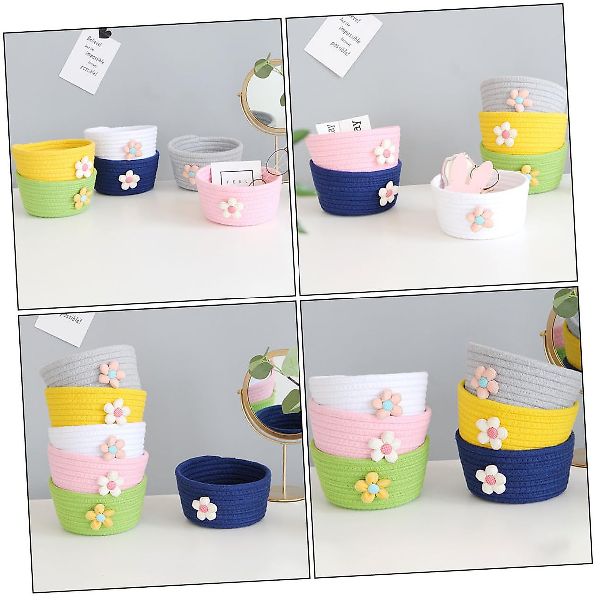 Cabilock Storage Box Storage Trays Baskets Woven Hamper Storage Bin Baskets Storage Bin for Toys Storage Baskets Cotton Rope Basket Sundries To Weave Woven Basket Cotton